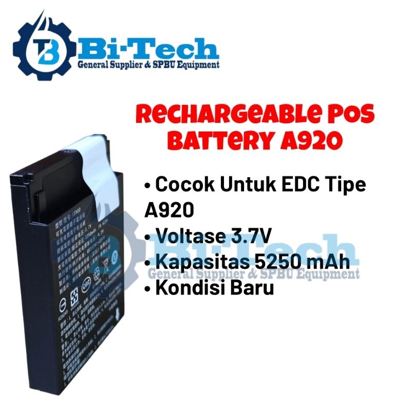 Jual Baterai POS Android EDC PAX A920 Rechargeable Battery POS A920 ...