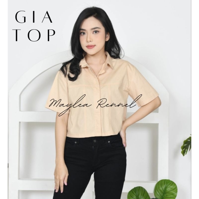 Jual [Maylea] Gia top/atasan crop wanita/kemeja wanita/katun cotton ...