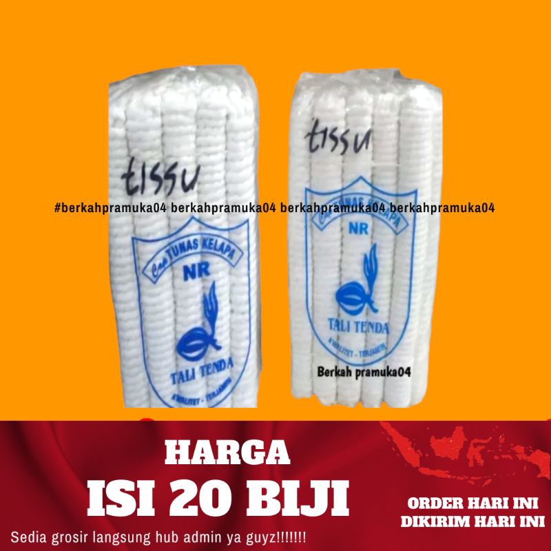 Jual Tali tambang tenda pramuka besar bahan tisu perkodi isi 20 biji ...
