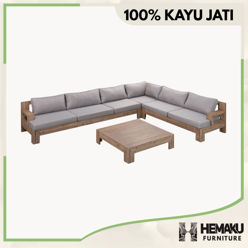 Jual Sofa l sofa sudut kayu jati minimalis | Shopee Indonesia