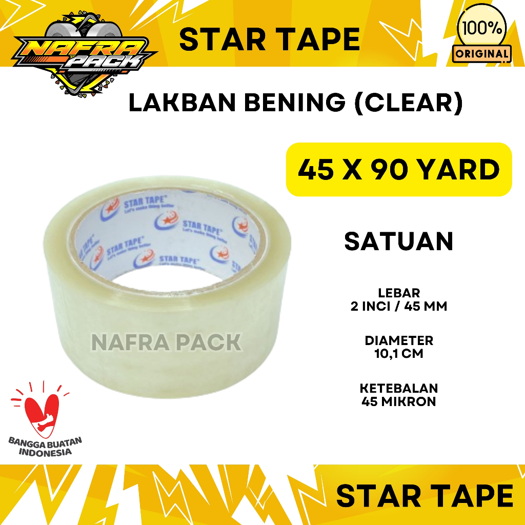 Jual STAR TAPE Lakban bening coklat ukuran 45x90 yard | Shopee Indonesia