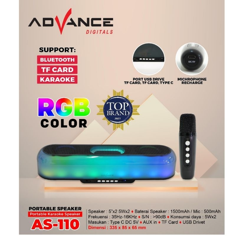 Jual Advance AS110 Portable Karaoke Speaker Bluetooth FREE 1 Microphone ...