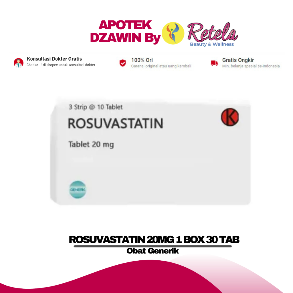 Jual ROSUVASTATIN 20MG 1 BOX ISI 30 TABLET | Shopee Indonesia
