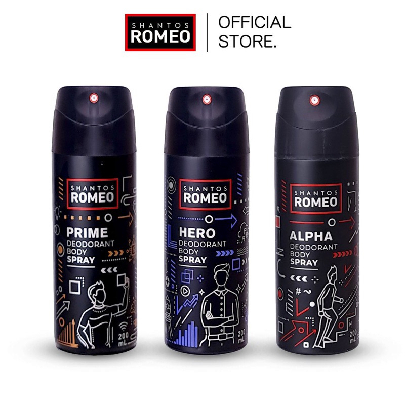 Jual MFI - Shantos Romeo Deo Body Spray l Netto 200 ML | Shopee Indonesia