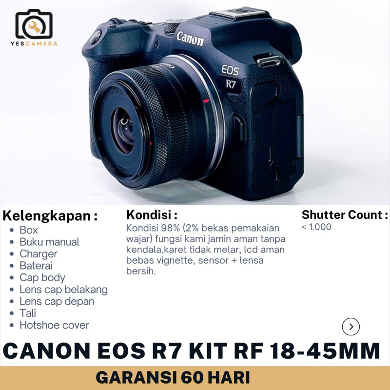Jual Canon EOS R7 KIT RF-S 18-45mm IS STM Bergaransi 2bulan Kamera ...
