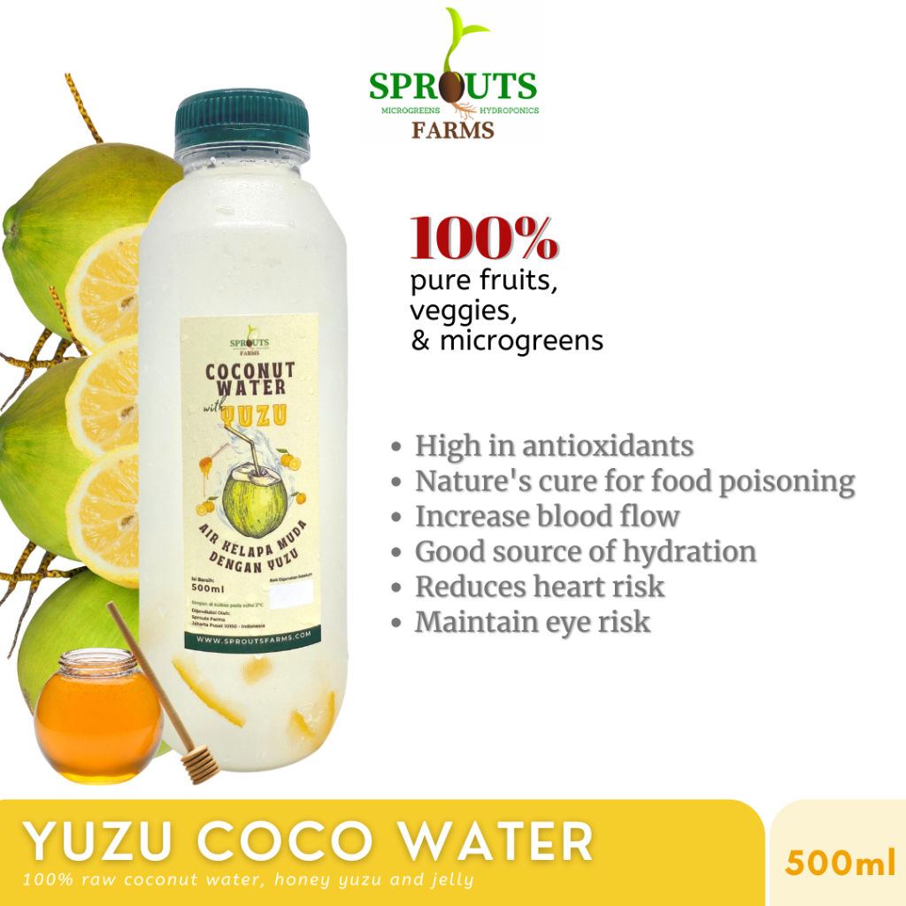 Jual Sprouts Farms 100% Raw Coconut Water Yuzu with Jelly 500ml ...