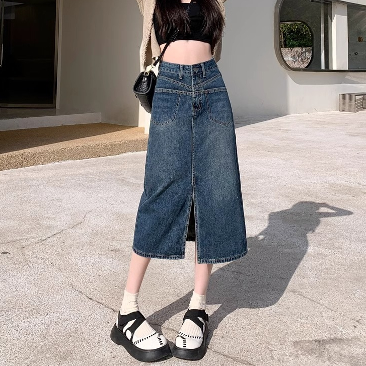Jual Emily Rok-Wanita Jeans Rok korean Fashion Kasual Rok A-line Denim ...