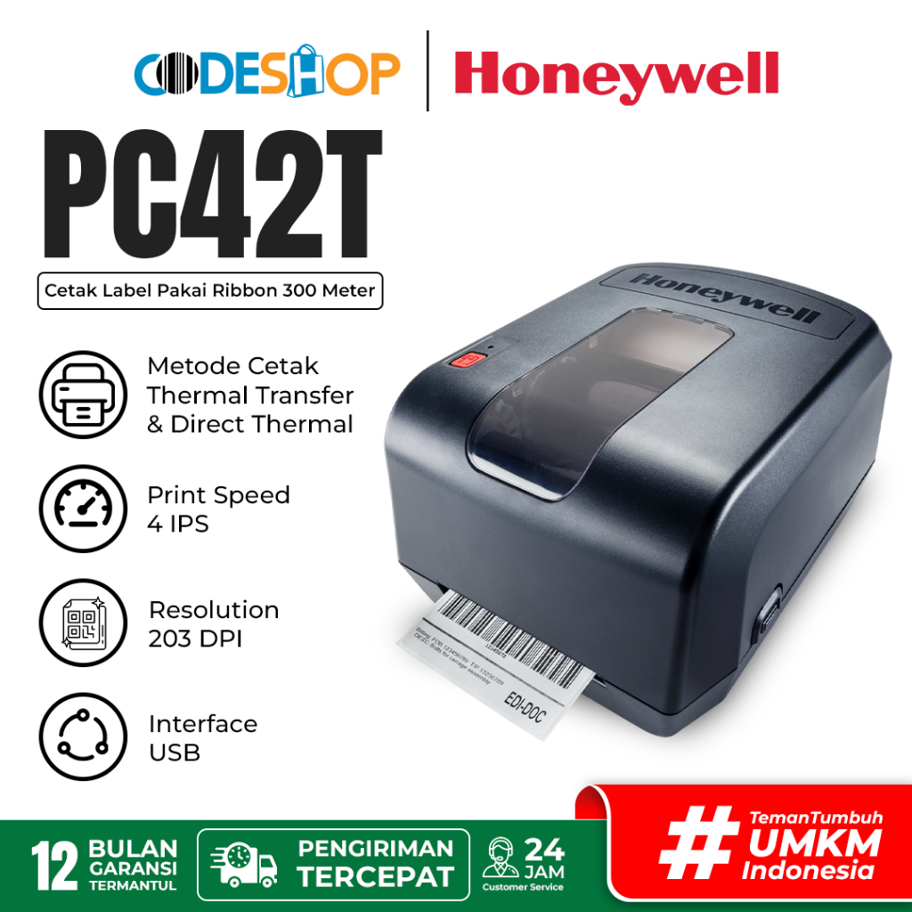 Jual Printer Honeywell PC42 Cetak Label Barcode Resi Port USB | Shopee Indonesia