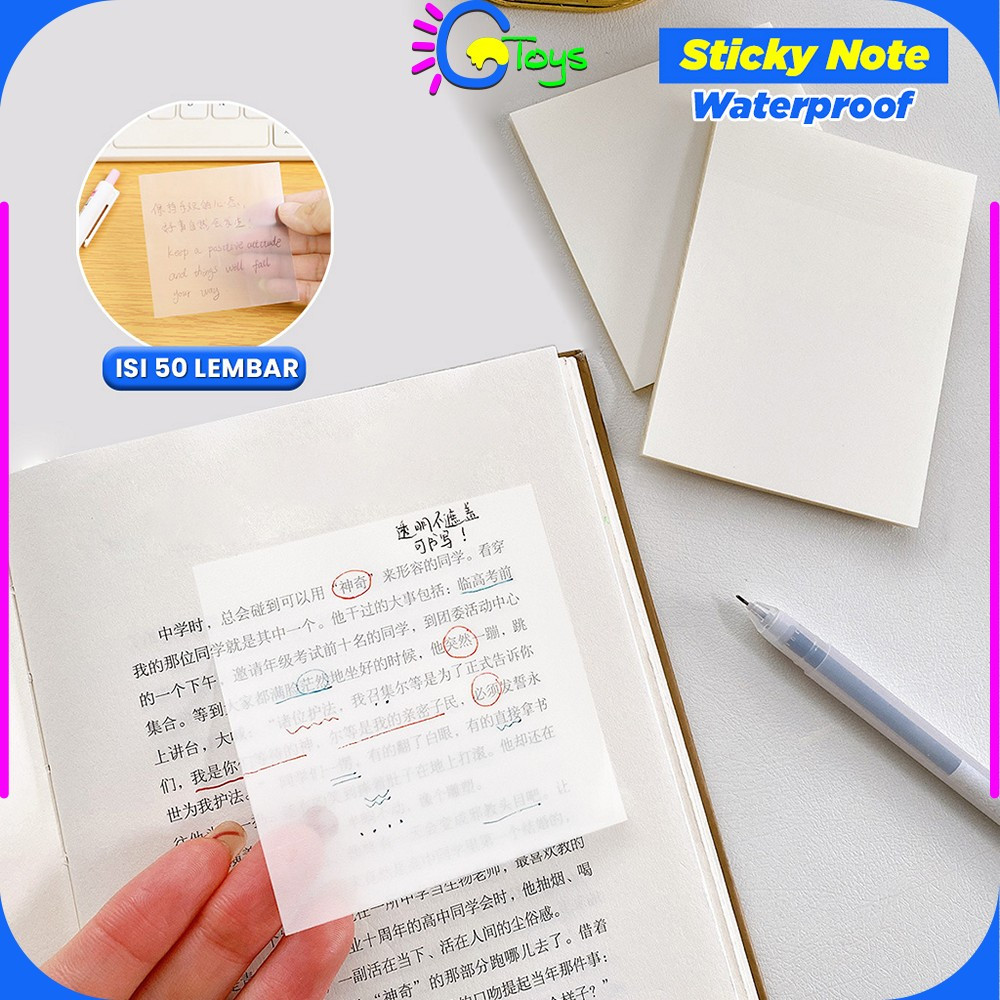 Jual CR-A87 Sticky Note Transparan Isi 50 Lembar Waterproof Serbaguna ...
