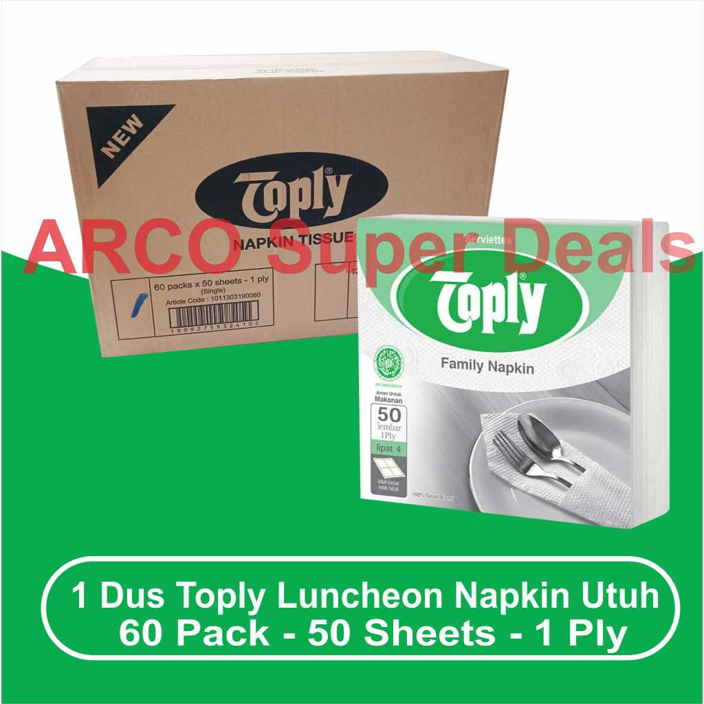 Jual 1 Dus Toply Tissue Luncheon Napkin Utuh Full Embossed 50 Sheets ...