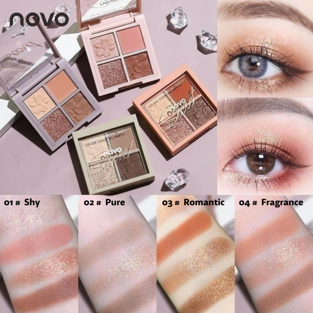 Jual NOVO Sakura 4-color eye shadow palette Natural Matte highlights ...