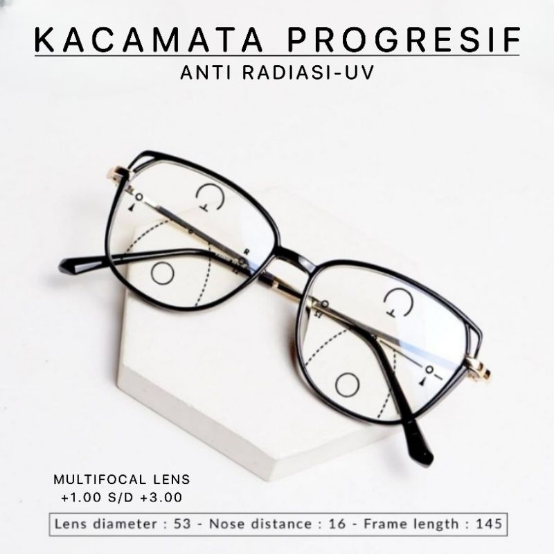 Jual Kacamata Progresif ANTI RADIASI-UV Model Semi Cat eye Wanita ...