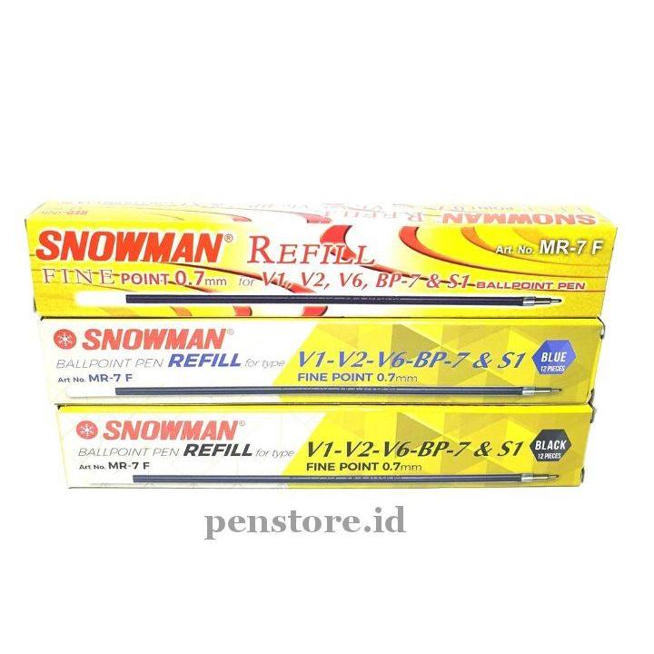 Jual (Pack = 12 pcs) ISI Pen Snowman V1, V2, V6, BP-7, S1 Fine Point 0 ...