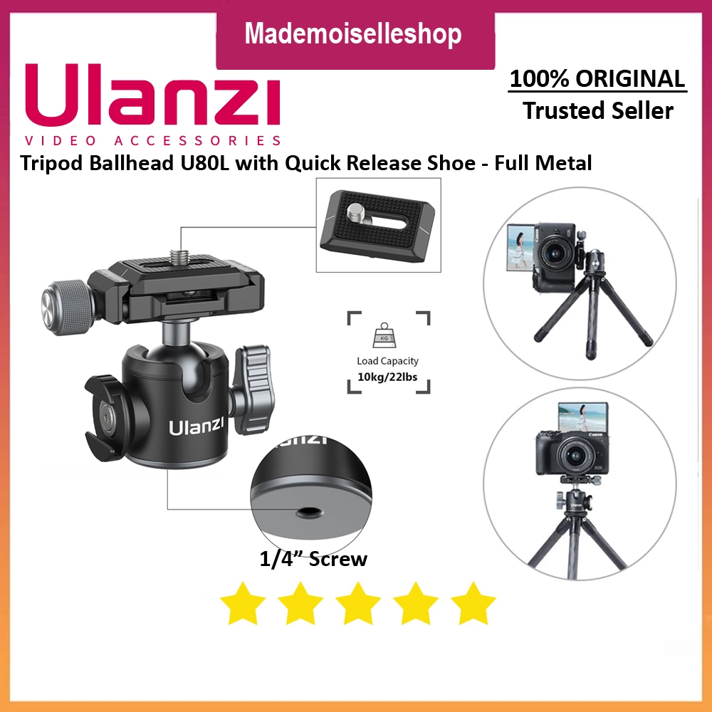 Jual Ulanzi U80L PRO BallHead - Quick Release Metal Premium Tripod Head - 360 Swivel For DSLR ...