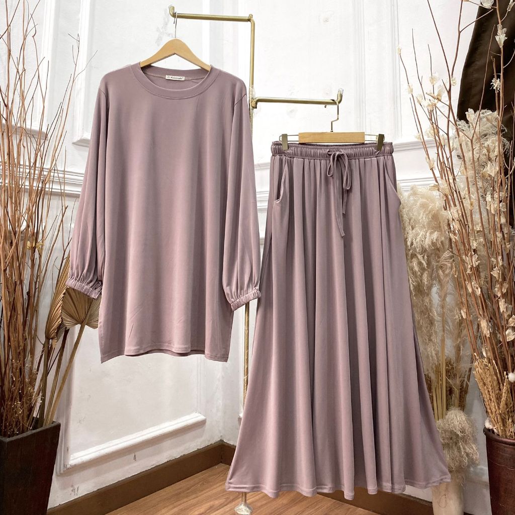 Jual Setelan Rok Serut Baju Kurung Jersey Premium Polos Adem - JV ...