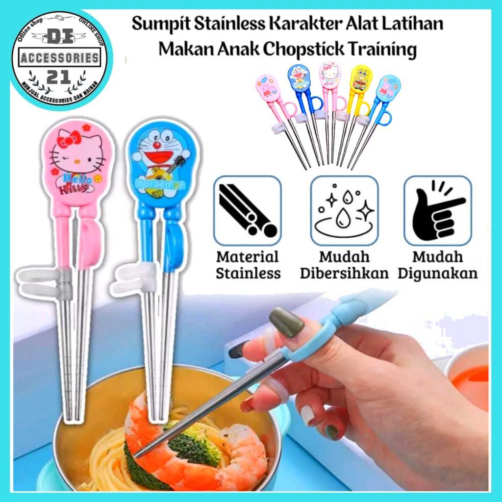 Jual Sumpit Anak Karakter Kartun Food Grade Stainless Besi | Shopee ...