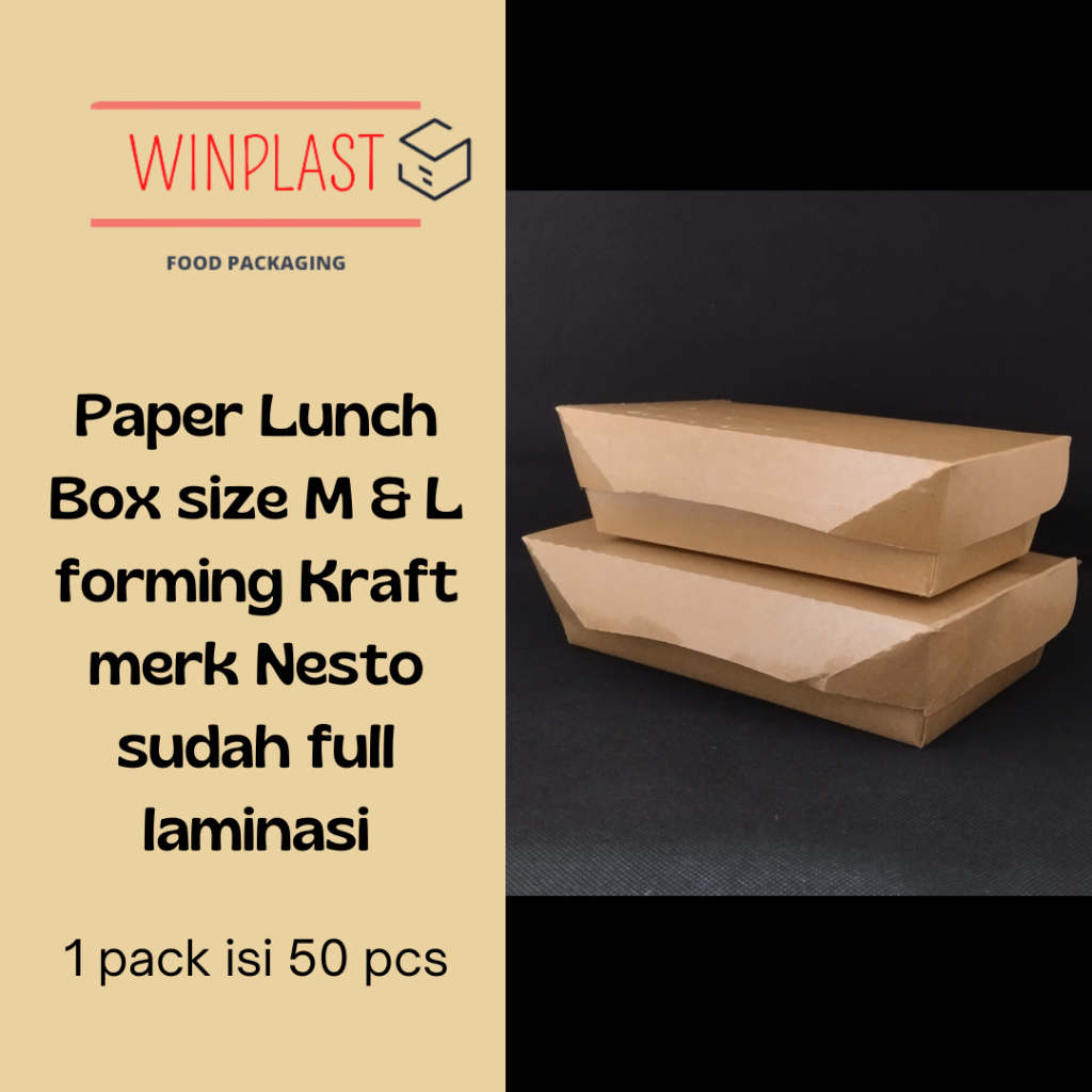 Jual Paper Lunch Box Forming Kraft Full Laminasi size M & L isi 50 pcs | Shopee Indonesia