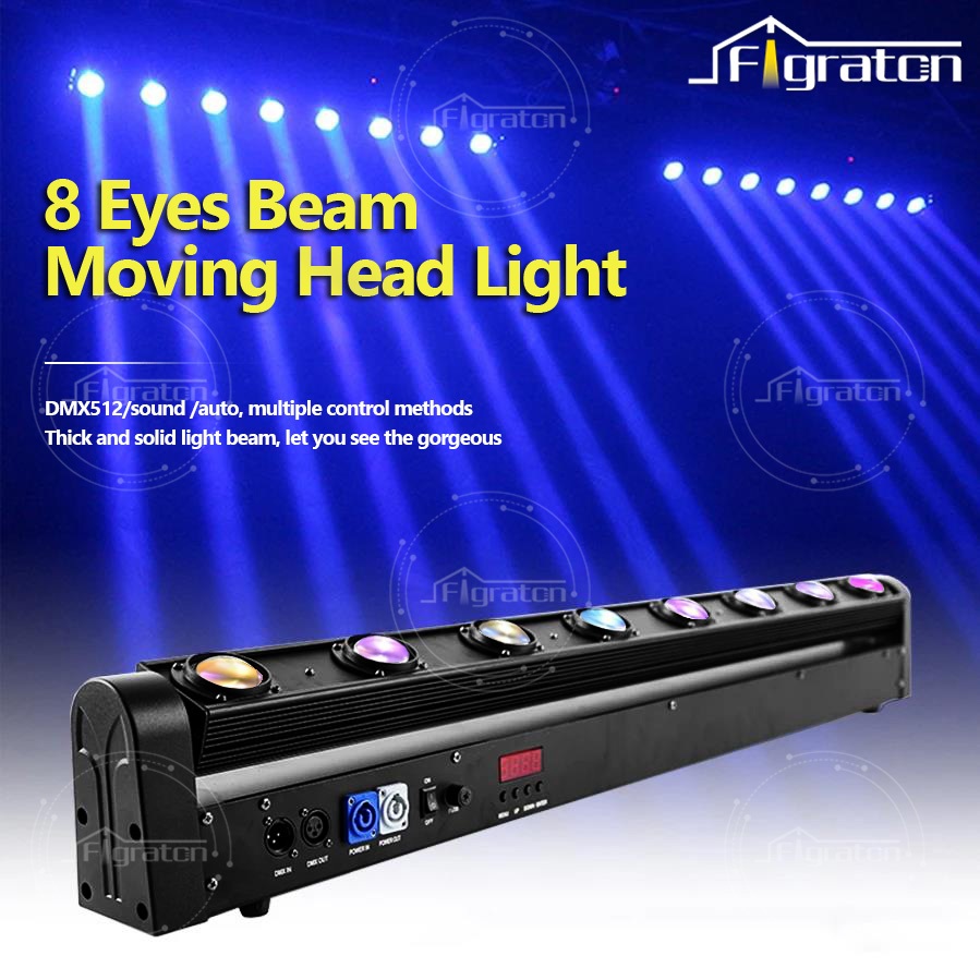 Jual Moving Head Rotation Beam Light LED 8 in 1 Led bisa Audio control ...