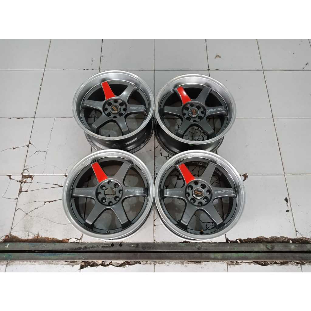 Jual pelek mobil racing te37 rinng 17 pcd 4x100/114 grey polish seken 4 ...