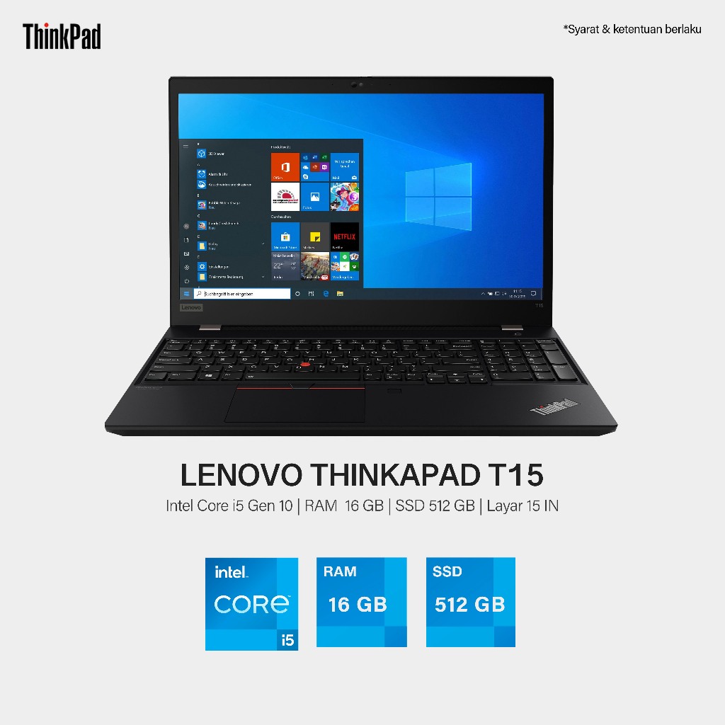 Jual LAPTOP LENOVO THINKPAD T15 i5 GEN 10 RAM 32 GB | SSD 1TB | LAYAR ...