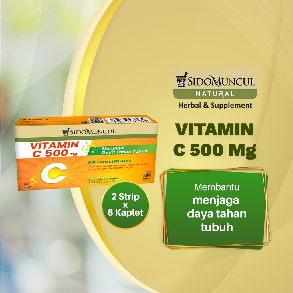 Jual Sido Muncul Natural Vitamin C 500 mg strip 12 Kapsul - Jaga Daya Tahan Tubuh | Shopee Indonesia