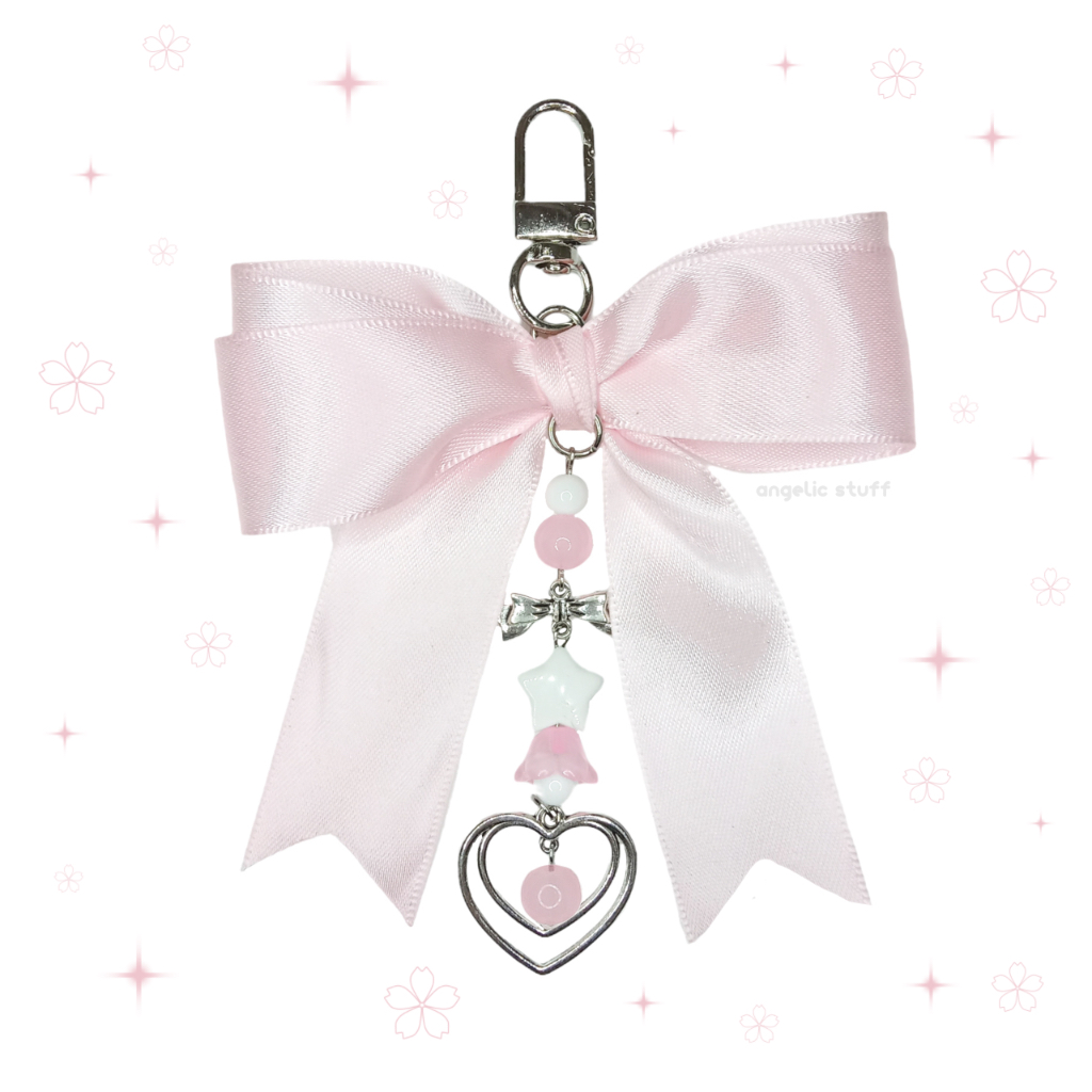 Jual Heartstrings Ribbon Beaded Keychain Gantungan Kunci Manik-Manik ...