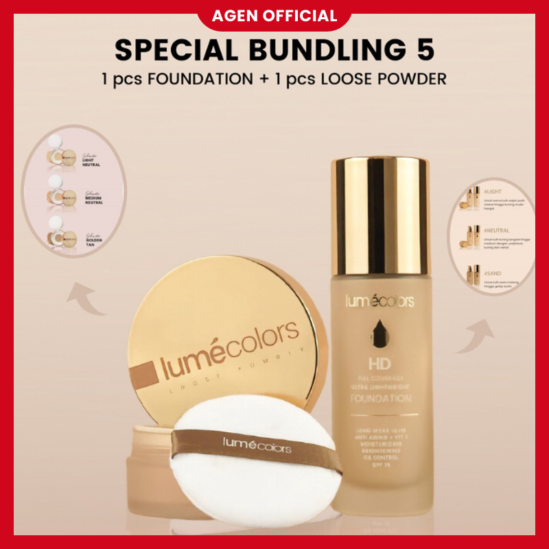 Jual Paket Bundling Kosmetik Make Up Lumecolors Foundation dan Loose ...