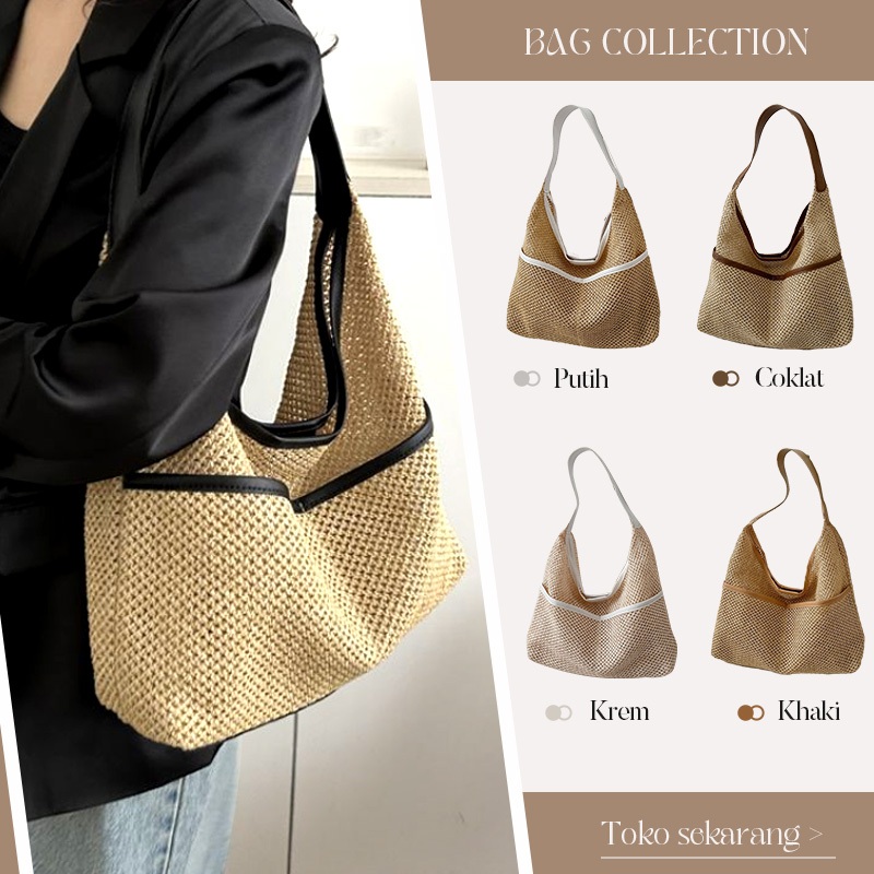 Jual nonabeautybarr Tas pantai Tote Bag tas rajut lucu Tas tenunan ...