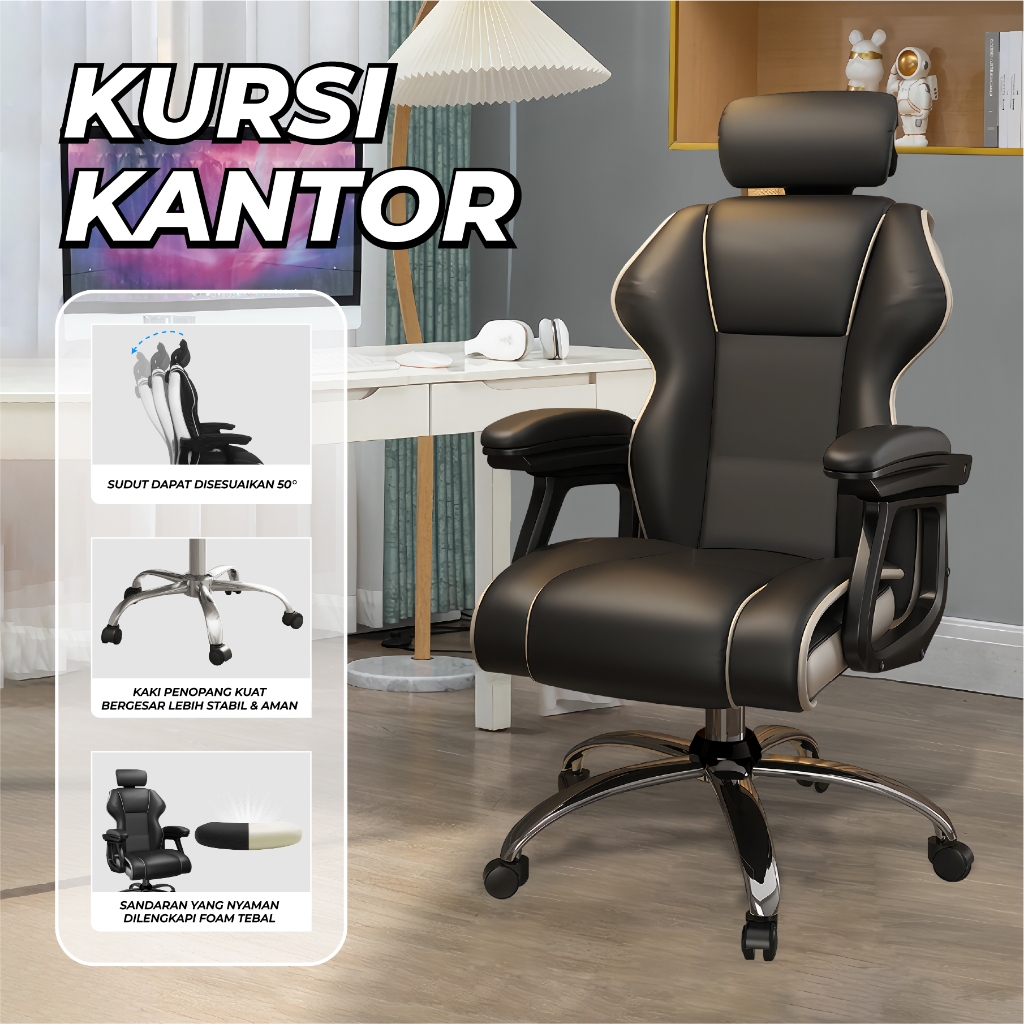 Jual Kursi Game Kantor Ergonomis Kursi Putar 360° Kulit PU Belakang ...