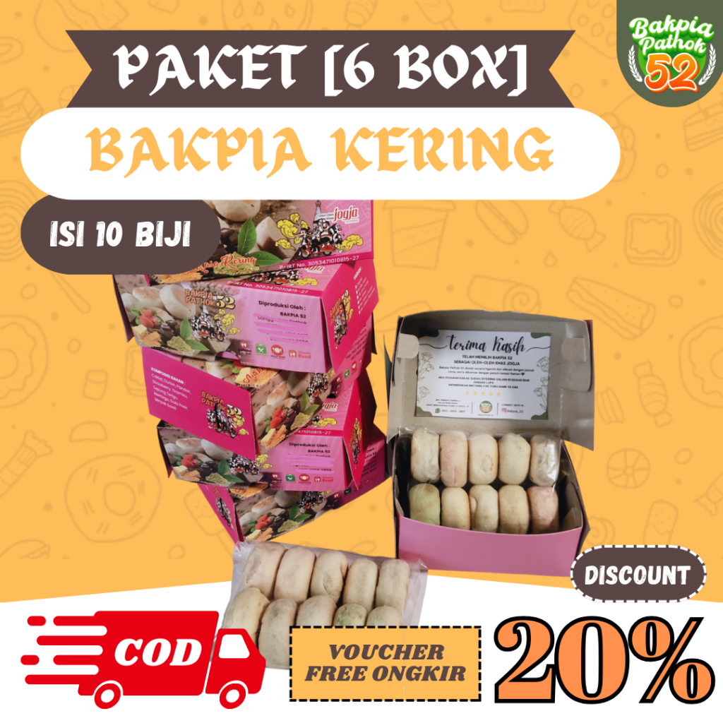 Jual PAKET [6 BOX] BAKPIA KERING ISI 10 BIJI | Shopee Indonesia