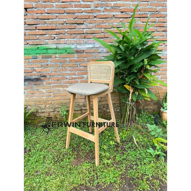 Jual Kursi cafe bar sandaran rotan alami - kursi bar stoll - kursi cafe ...