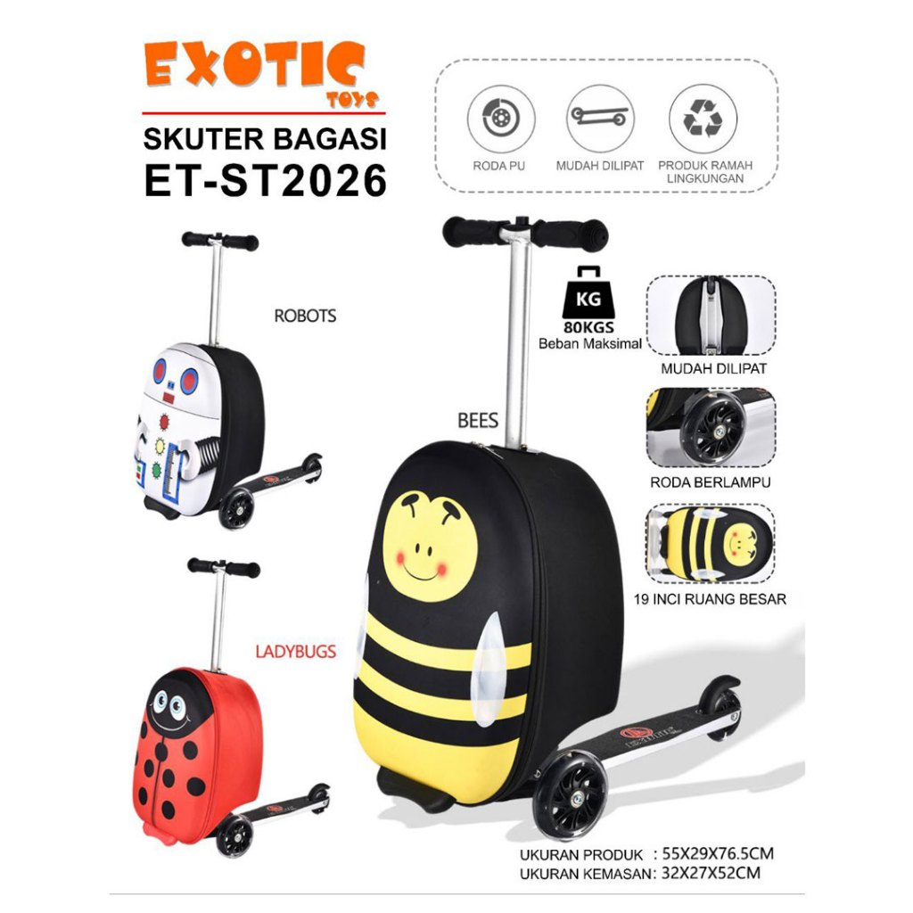 Jual Scooter Skuter Bagasi Koper Anak Kabin Lipat Ringan ST-2026 Exotic ...