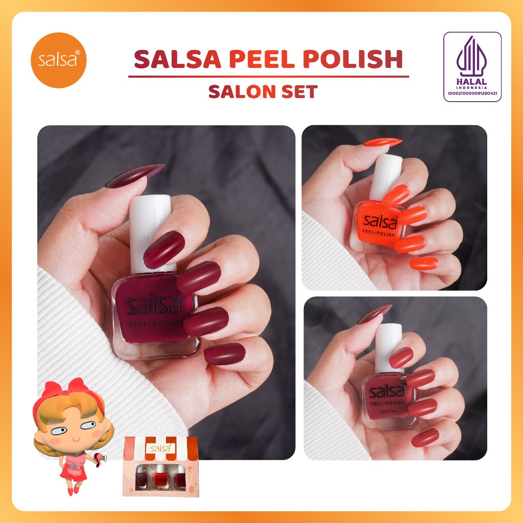 Jual MFI - SALSA PEEL OFF NAIL POLISH SET ISI 3 / KUTEK KUKU HALAL ...