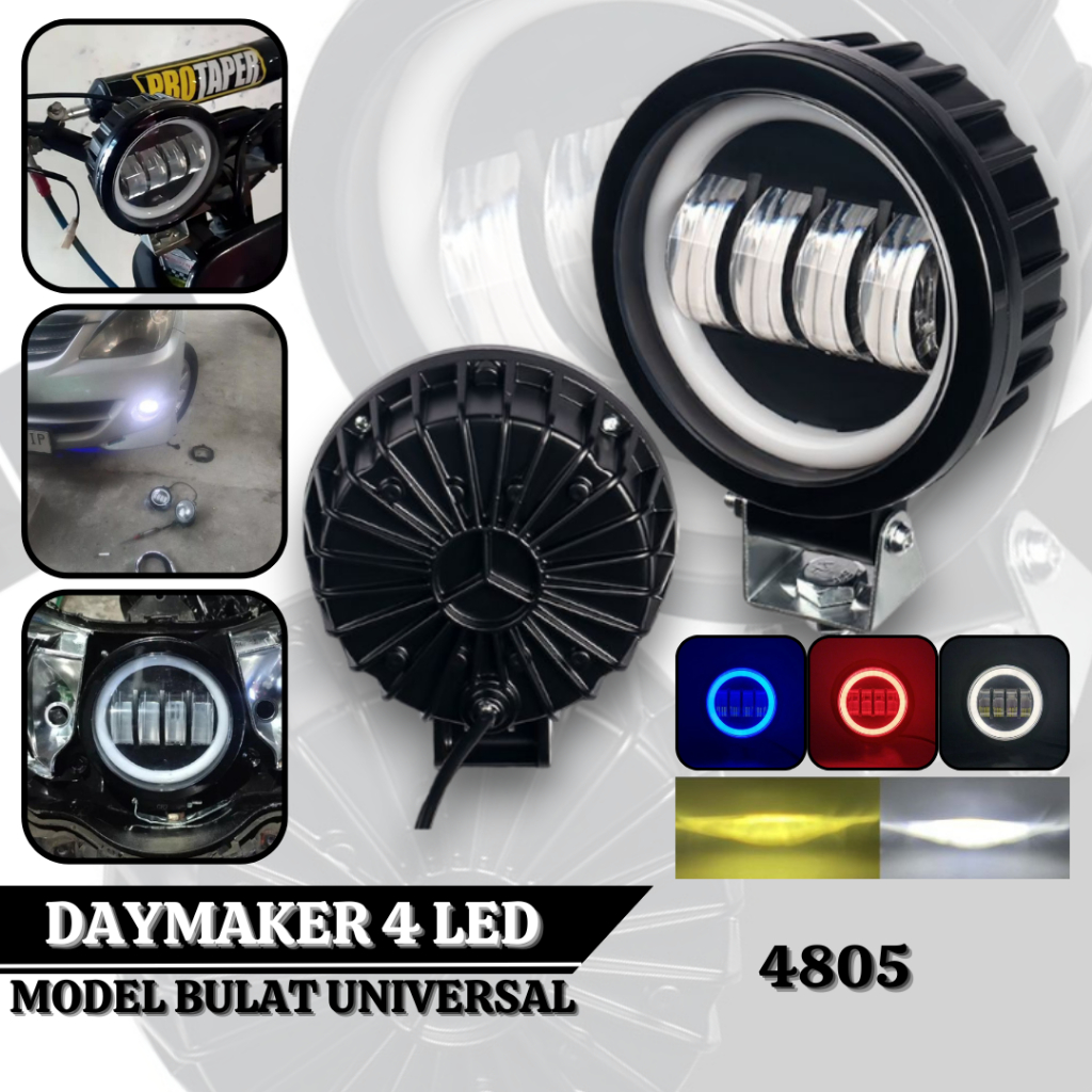 Jual Lampu Tembak Sorot 4 LED 6D Lampu Day Maker 4 Mata Lensa Lampu ...