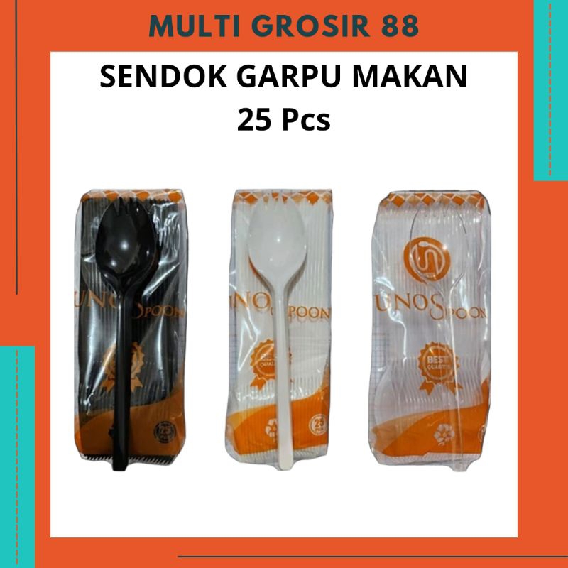 Jual MG88 25 Pcs Sendok Garpu Makan Plastik Polos Bening / Putih Susu / Hitam | Shopee Indonesia