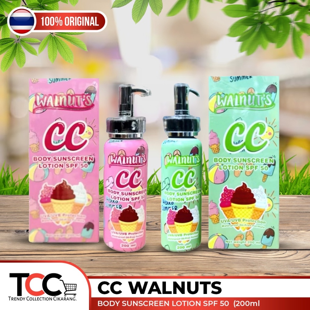 Jual TCC WALNUTS CC BODY SUNSCREEN LOTION SPF 50 PA+++ 200ml ORI THAI ...