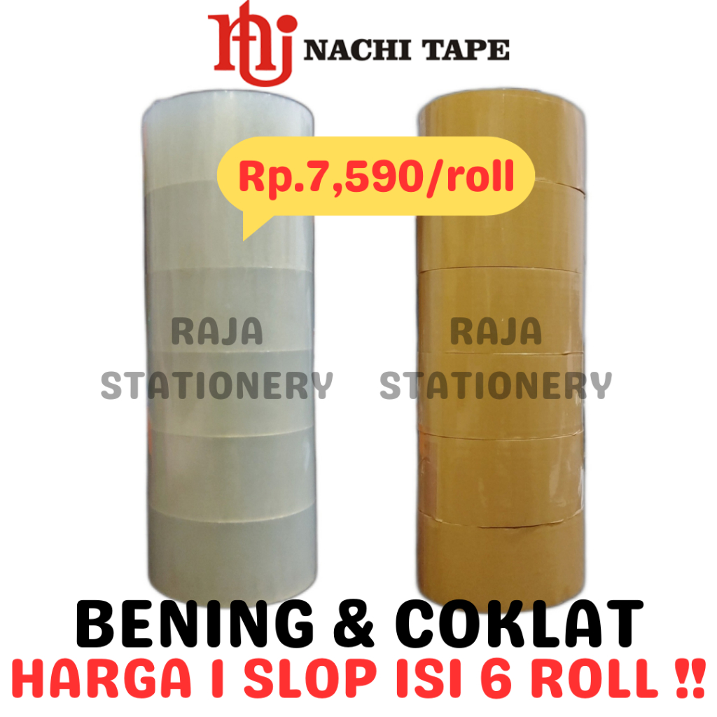Jual LAKBAN NACHI 48MM 100 YARD 2 INCH LAKBAN BENING LAKBAN COKLAT OPP TAPE 1 SLOP ROLL [6PCS ...