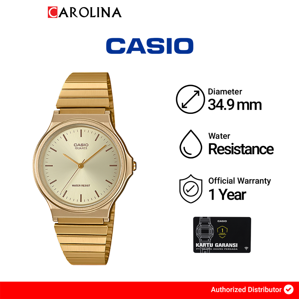 Jual Jam Tangan Unisex Casio General MQ-24G-9E Gold Dial Gold Stainless ...