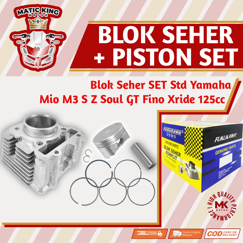 Jual Blok Seher SET Cylinder Comp Mio M3 S Z Soul GT Fino Xride 125cc ...