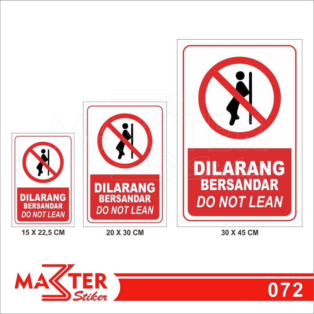 Jual 072 - Stiker Dilarang Bersandar, Do Not Lean, Sticker Vinyl, Tahan ...