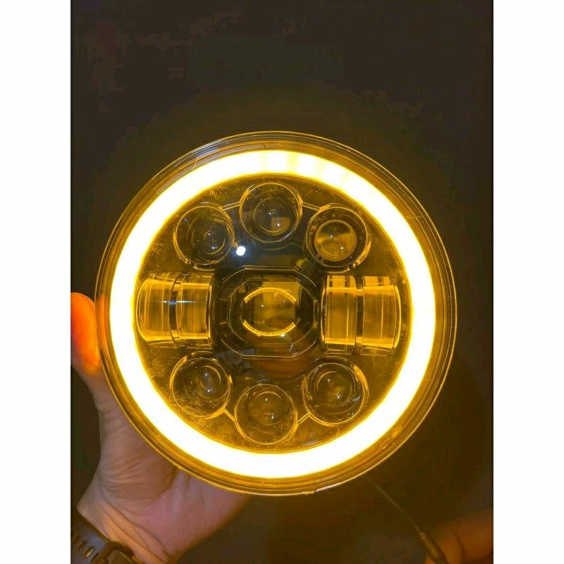 Jual LampuHeadlamp 7 inci inch BULAT Ring Batok Lampu Utama Motor Mobil ...