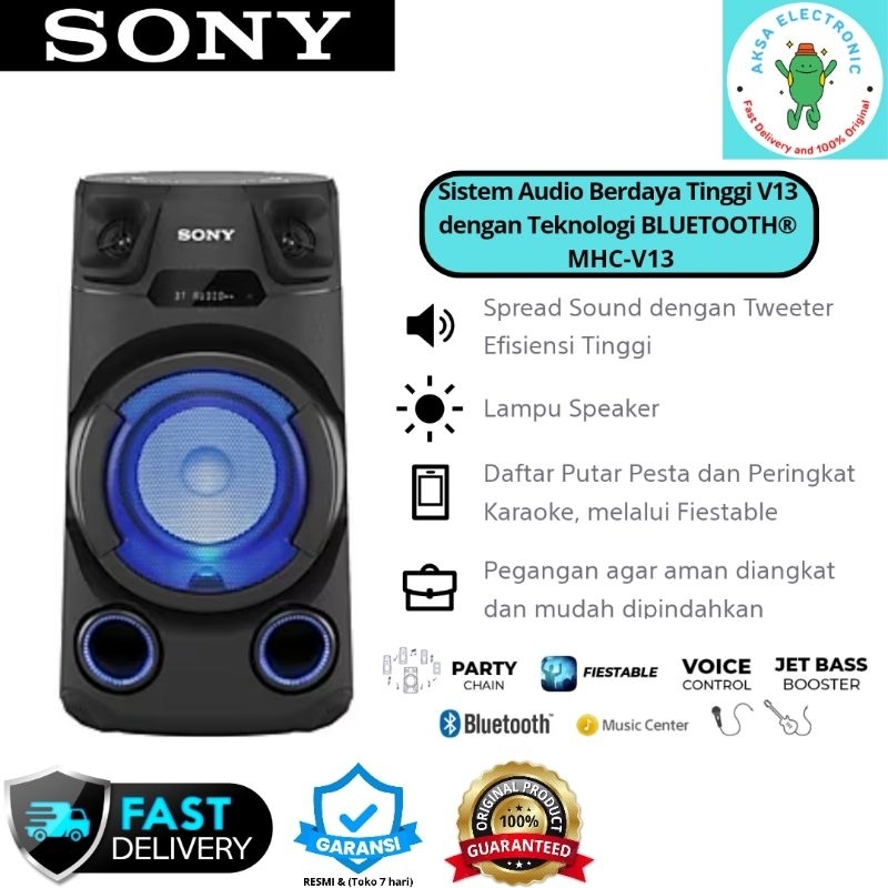 Jual SONY MHC V13 HIGH POWER AUDIO SPEAKER WITH BLUETOOTH | Shopee Indonesia