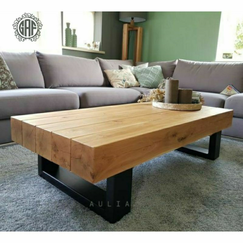 Jual Meja Tamu Kayu Balok Jati Kaki Besi - Coffe Table Industri ...