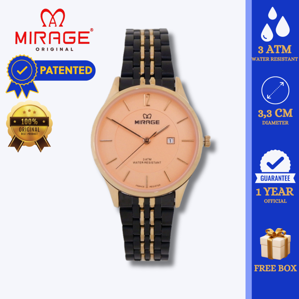 Jual Mirage Jam Tangan Wanita Analog 8647 L Black Lis Rose Gold ...