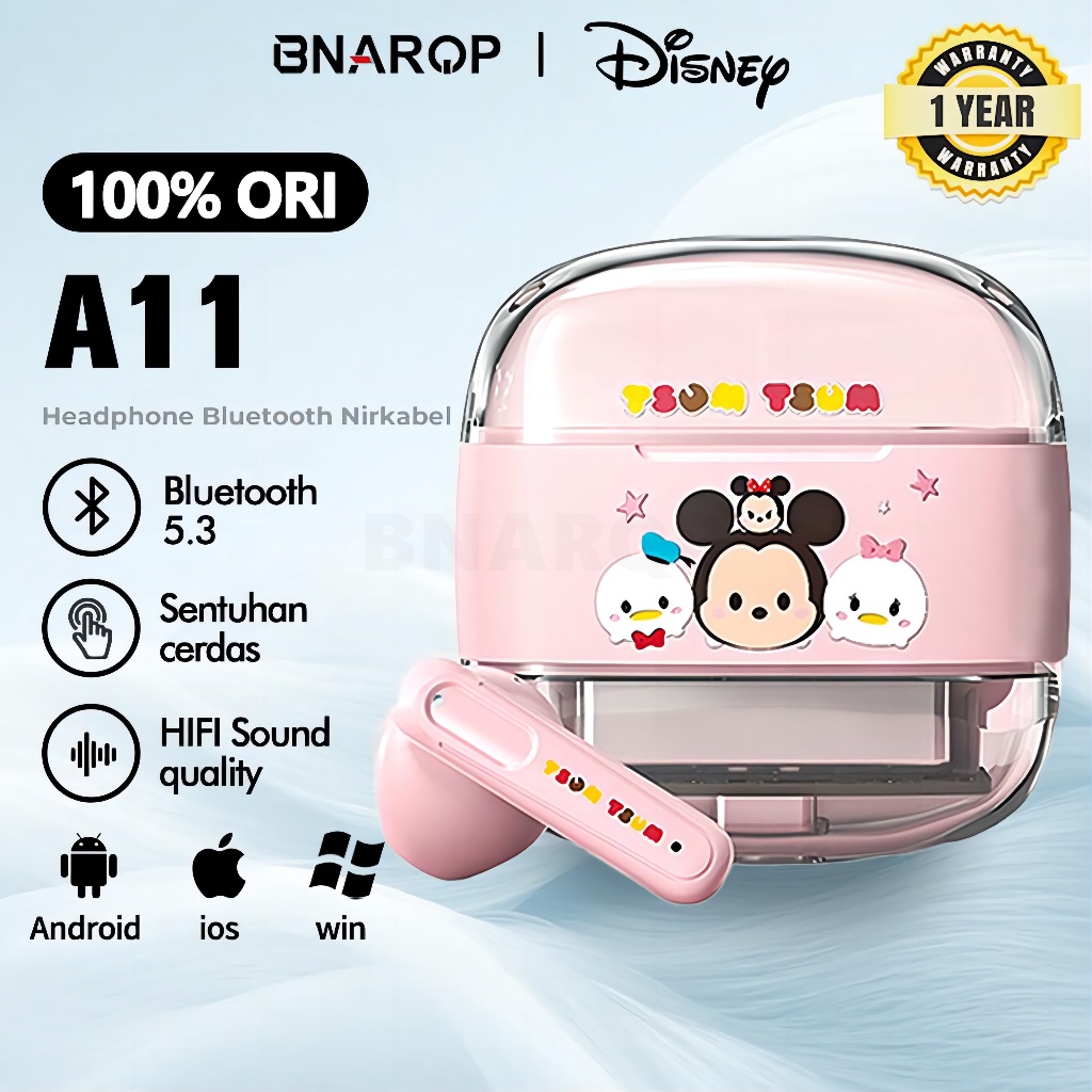 Jual 𝟭𝟬𝟬%𝗢𝗥𝗜 BNARQP x Disney A11 Earphone bluetooth lucu wireless ...