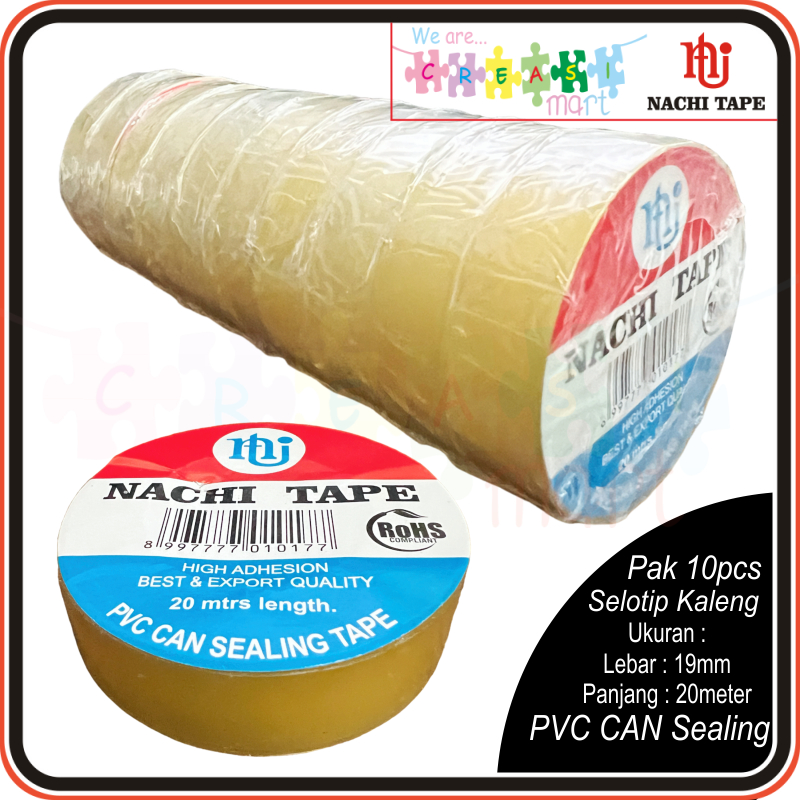 Jual Pak 10pcs Selotip Kaleng Nachi PVC Can Sealing Lebar 19mm Panjang ...
