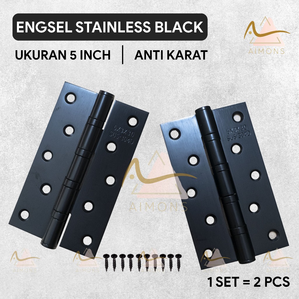 Jual Engsel Pintu Rumah Hitam Doff 5 Inci Door Hinges Black Doff ...