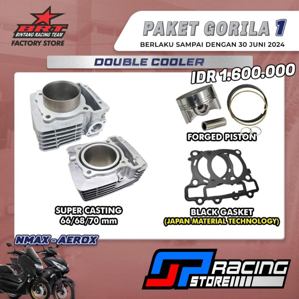 Jual BRT Paket Gorila 1-Bore UP Nmax/Aerox-Blok Casting-Piston 66/68/70 | Shopee Indonesia