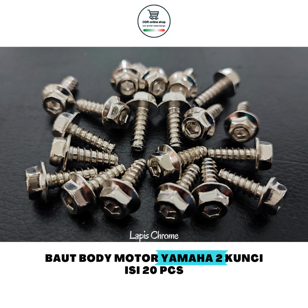 Jual Baut Body baut bodi Yamaha 2 kunci lapis Chrome ISI 20 Pcs ...