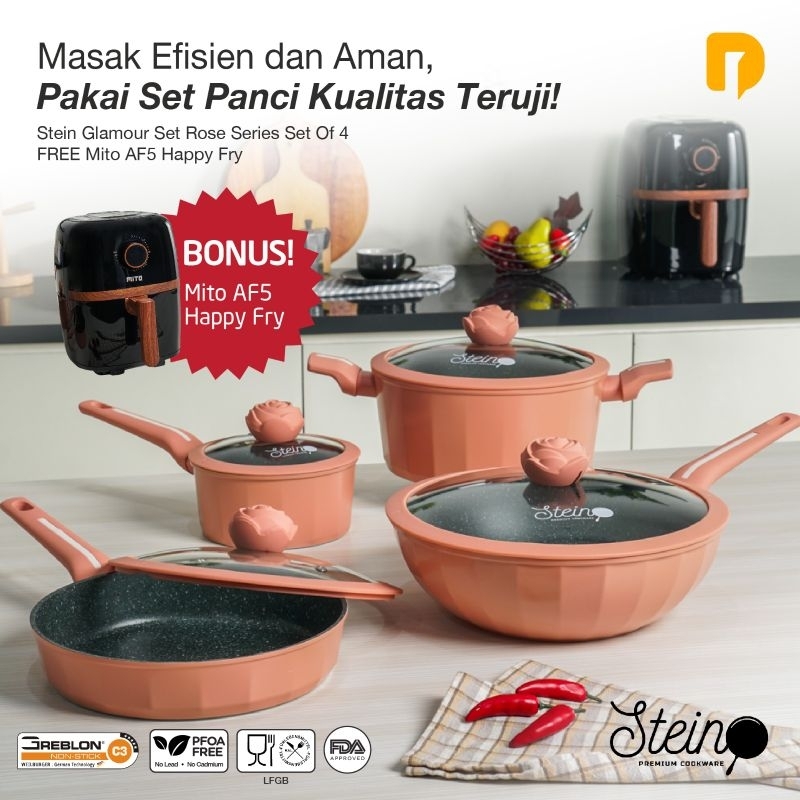 Jual Panci Stein Glamour Rose Series Set of 4pcs | Shopee Indonesia
